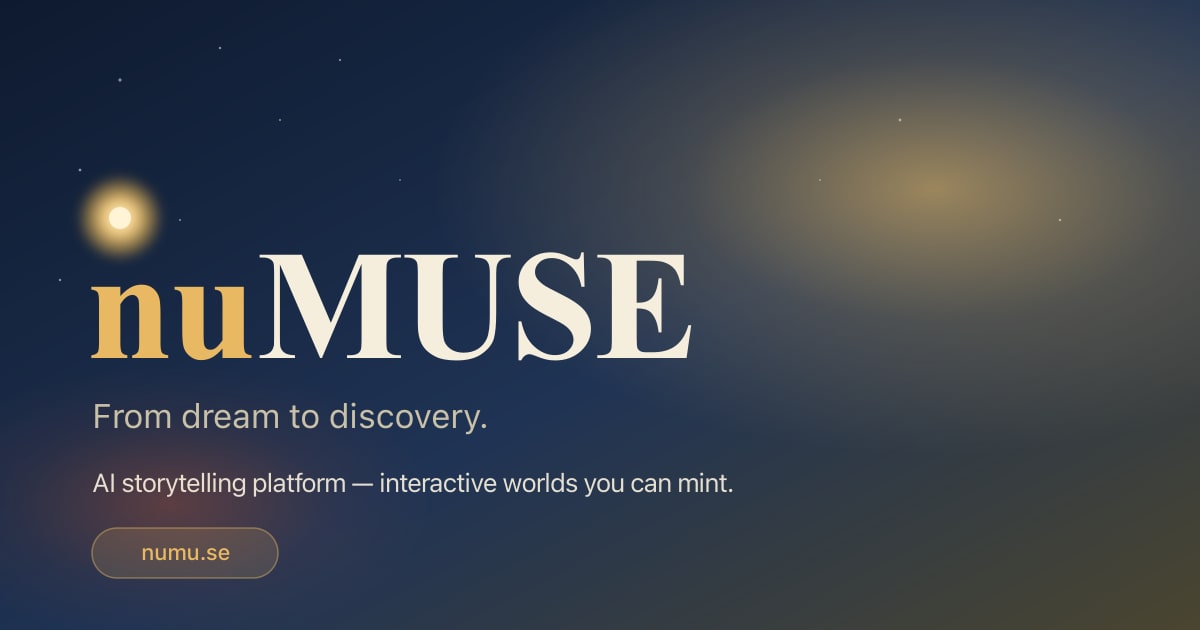 NUMUSE | AI Storytelling Platform & Web3 Narrative Builder